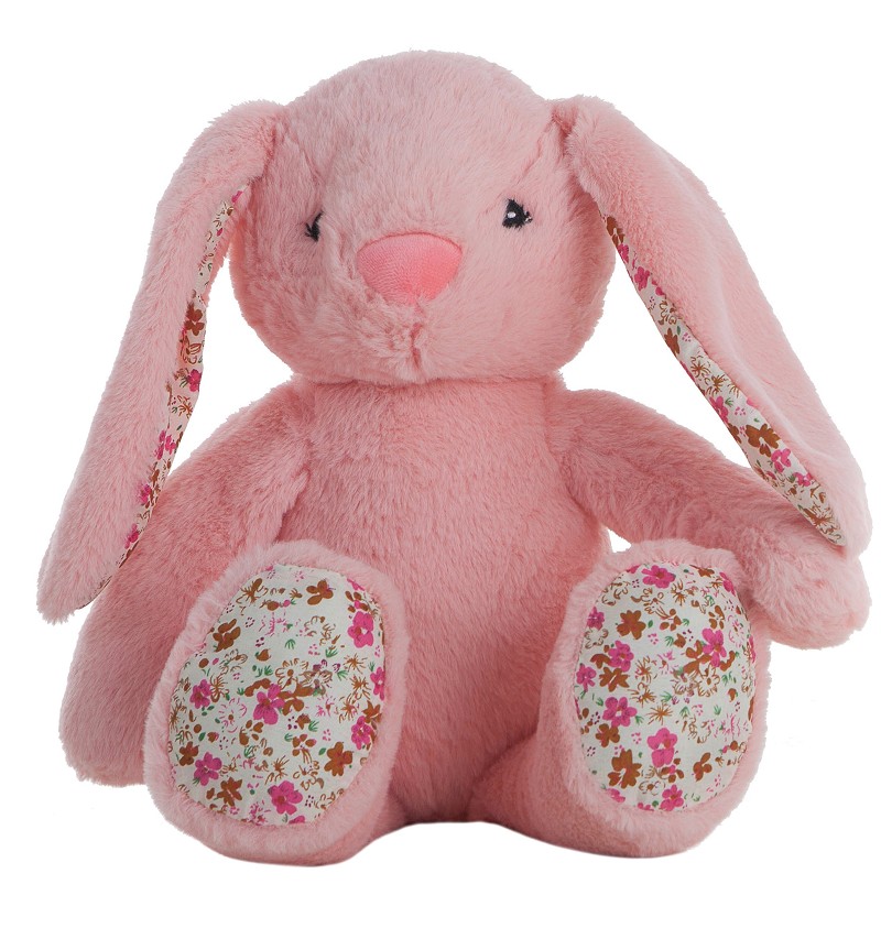 Conejo Flores Rosa En Caja 40 cm