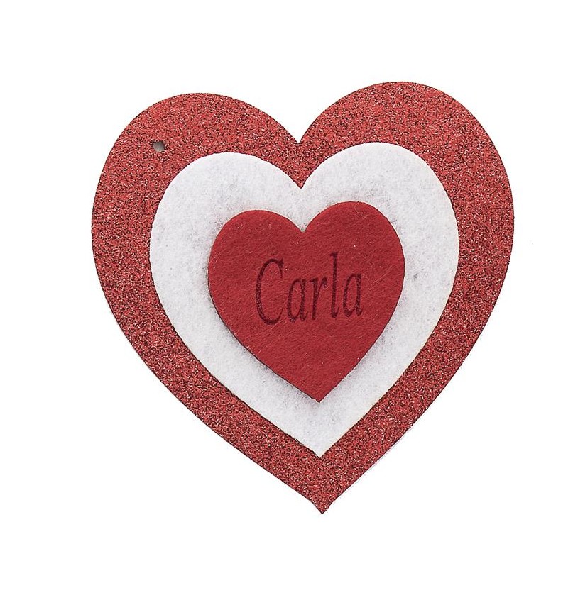 Corazón 3 Corazones Rojos con Nombre 14 cm.